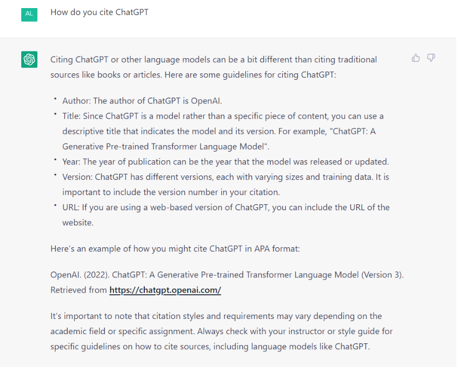 We asked ChatGPT ‘How do you cite ChatGPT?’ – AILC Portal